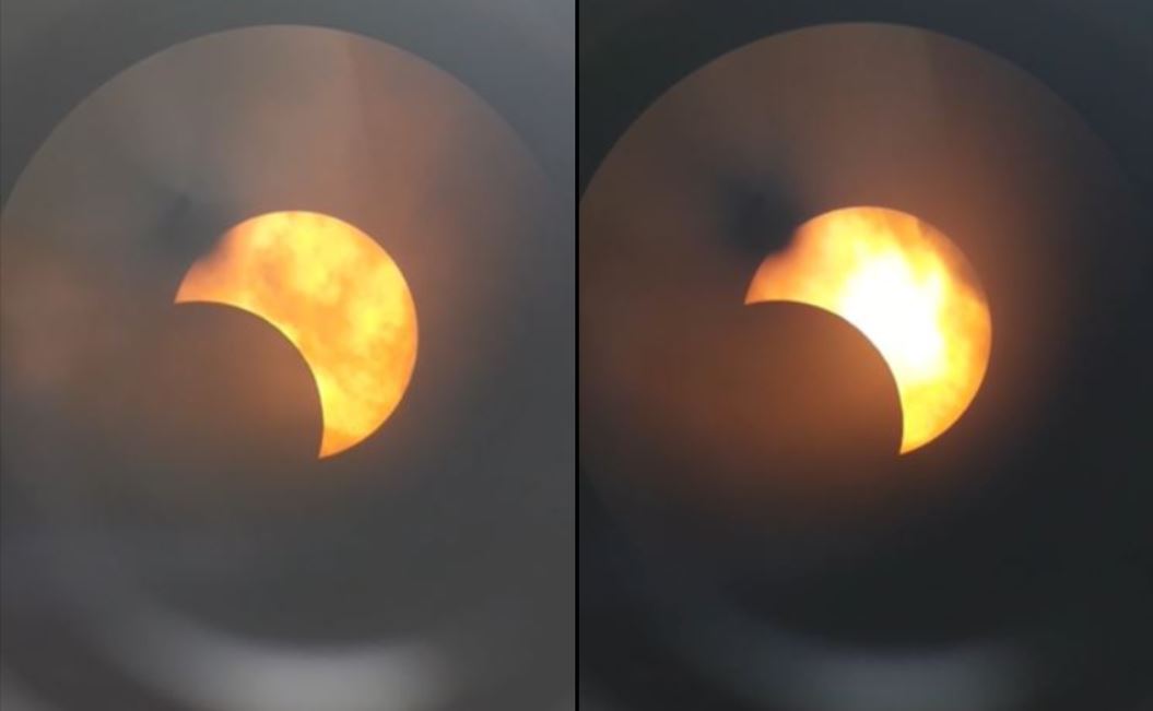Imagini SPECTACULOASE cu eclipsa parțială de Soare de marți. Urmărește ...