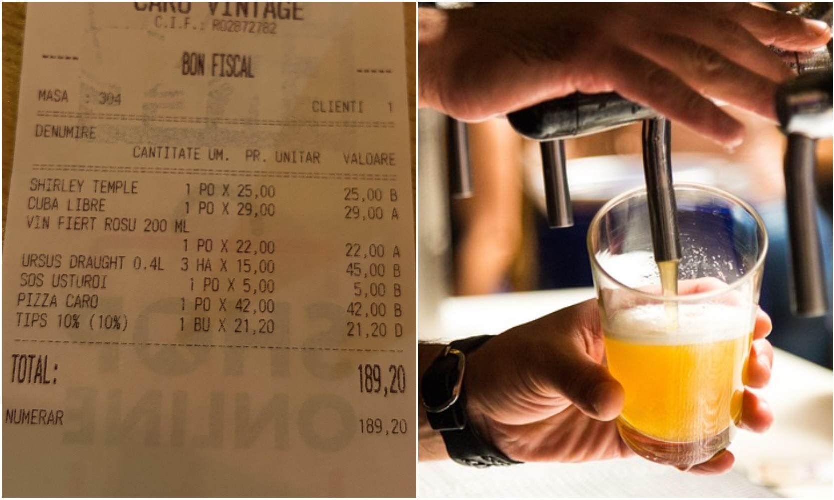 Nota de plată la o terasă din centrul Clujului: s-au trezit cu bacșiș ...