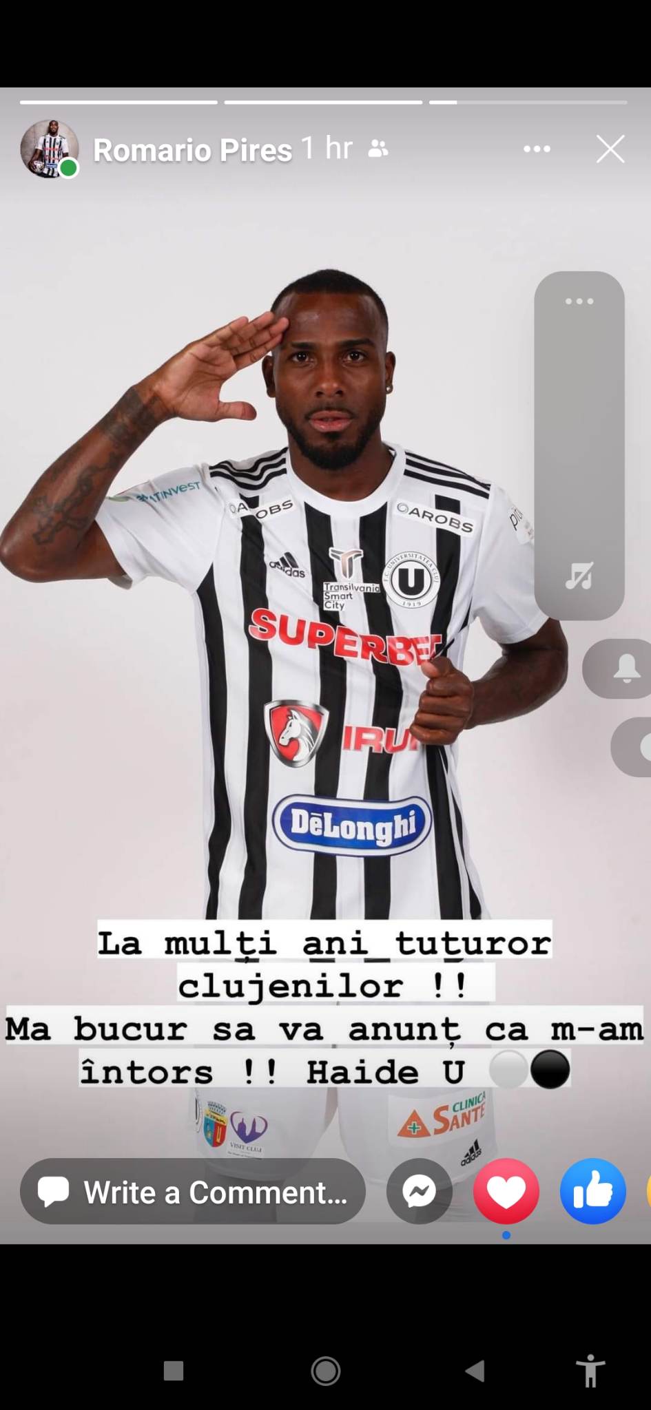 Romario Pires s-a întors la „U” Cluj. Două săptămâni a durat „plecarea”!