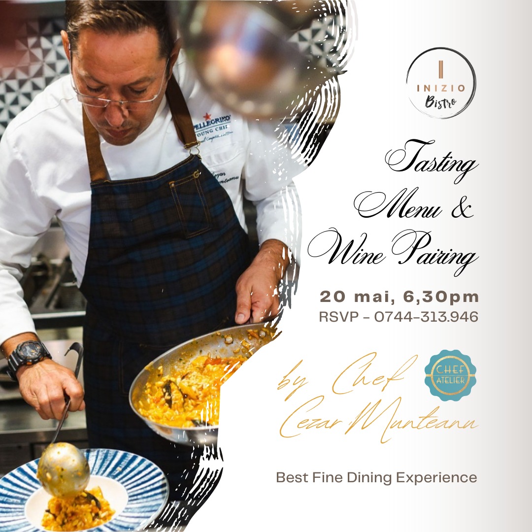 Chef Cezar Munteanu vine la Cluj! Meniu special conceput de celebrul bucătar și degustare de vin ...