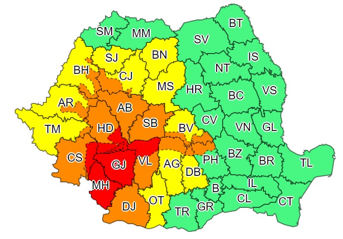 COD ROȘU și PORTOCALIU de vreme rea în România, inclusiv la Cluj ...