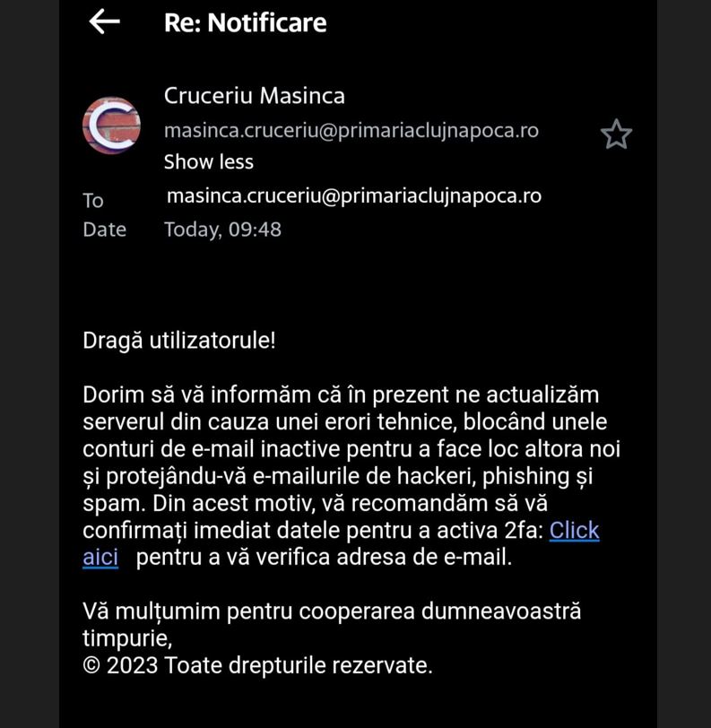 Atenție, clujeni! Email-uri înșelătoare, trimise în numele Primăriei ...