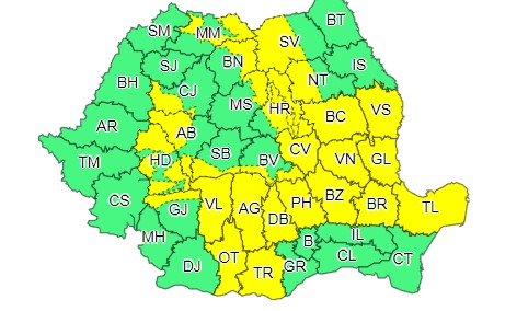 COD GALBEN de vreme rea. O parte din județul Cluj, afectată de vijelii ...
