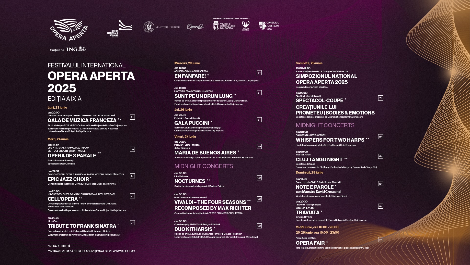 Opera Aperta 2025: Concerte la miezul nopții și spectacole în premieră