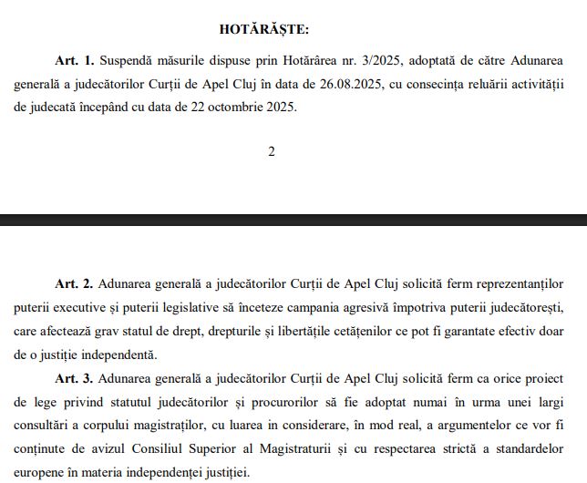 Magistrații Curții de Apel Cluj își reiau activitatea după o „pauză” de ...