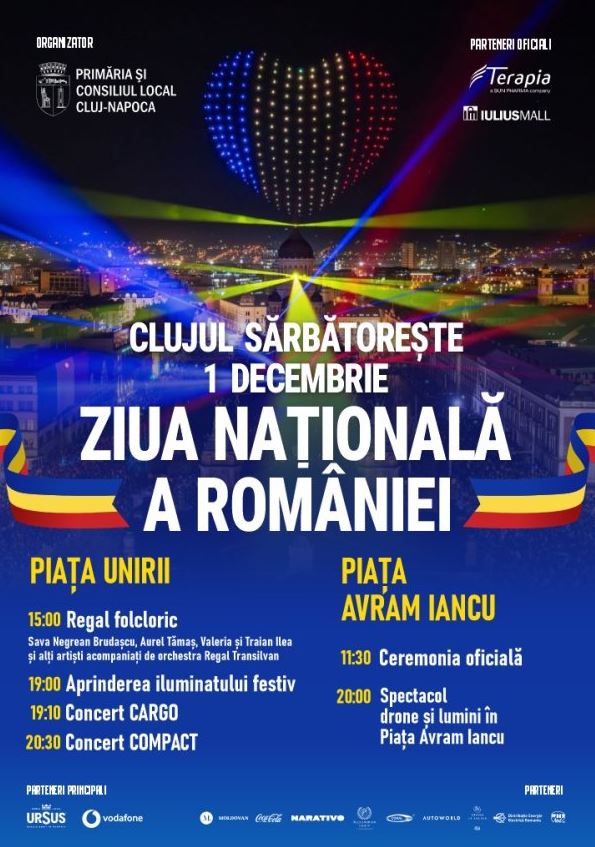 Cluj-Napoca se luminează de Ziua Națională a României: „Corul Îngerilor ...